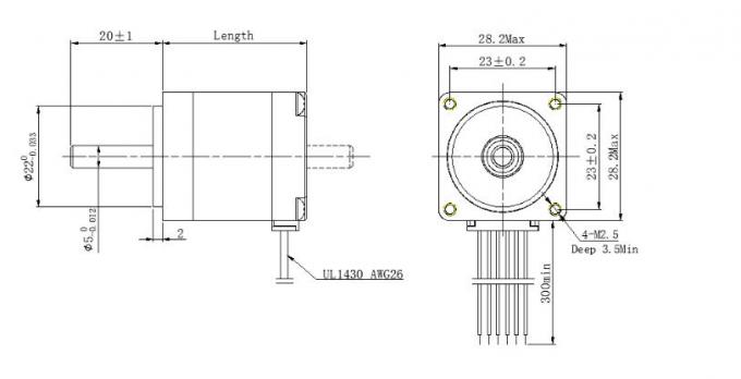 2Ph Hybrid Stepper Motors 45mm 0.075Nm NEMA11 28mm