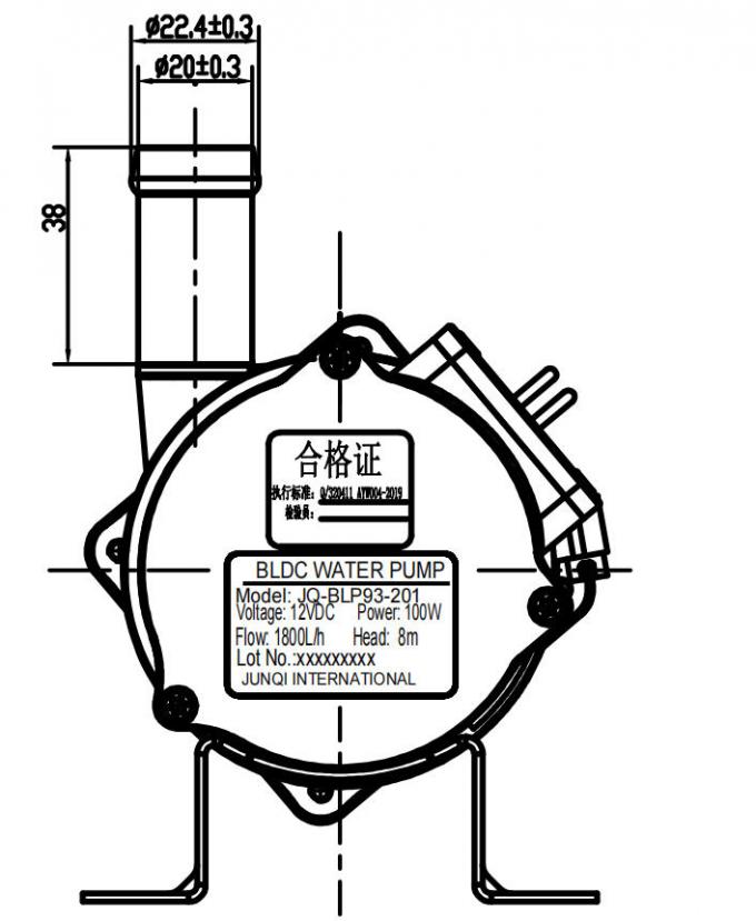 JUNQI 12VDC Eelectric Vehicle Coolant Water Pump 100W 1800L/H Flow ...